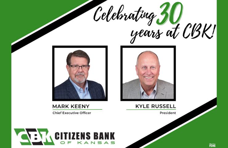 Keeny, Russell Celebrate 30 Years with CBK - Citizens Bank of Kansas